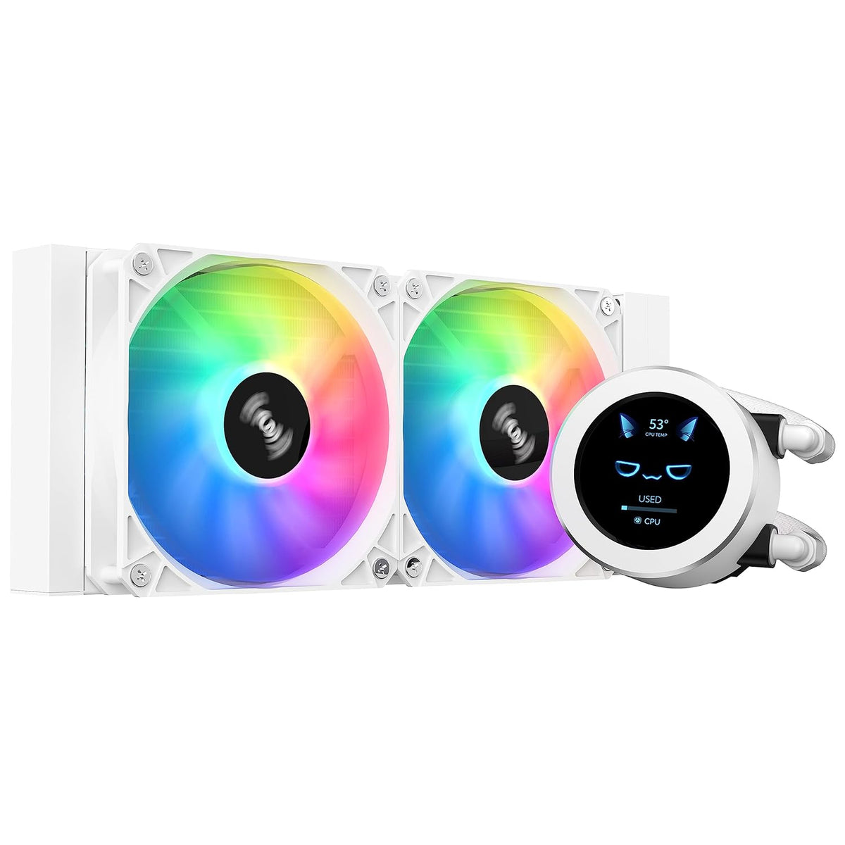 SAMA SM240 240mm AIO RGB Liquid Cooler LCD Display Screen - White ...